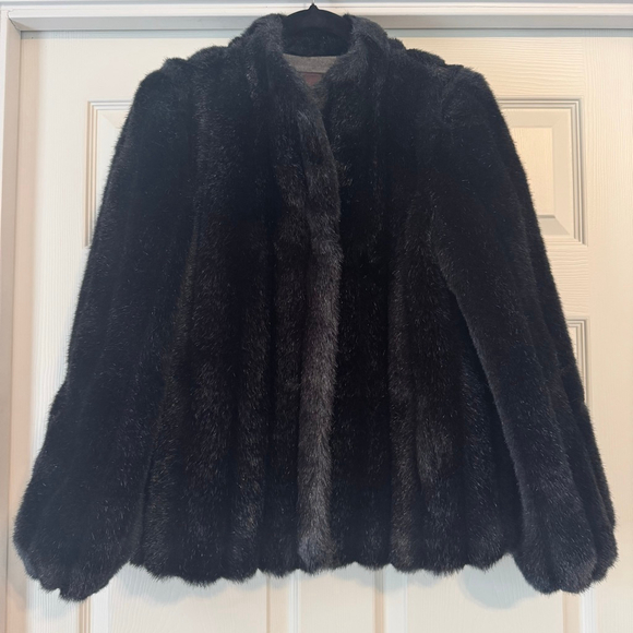 CASPER | Jackets & Coats | Vintage Casper Black Faux Fur Coat Size L ...
